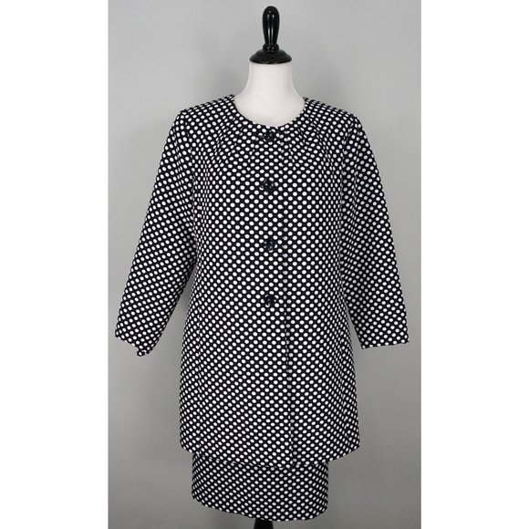 Ashro | Jackets & Coats | Ashro Blue White Polka Dot Long Blazer Coat ...